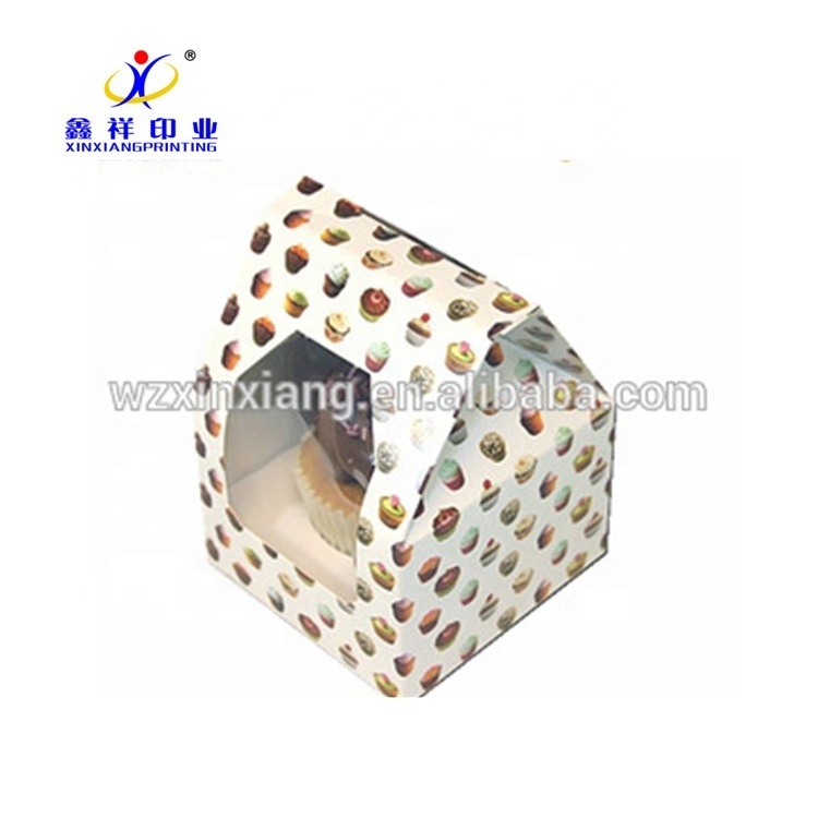 Lovely Gable Handle Paper Food Cake Boxes Packaging Cake Box With ...