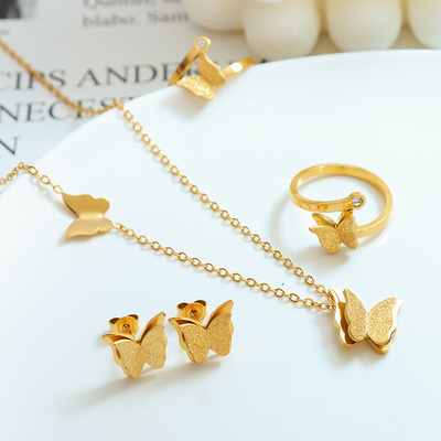 Gold butterfly jewelry sets store