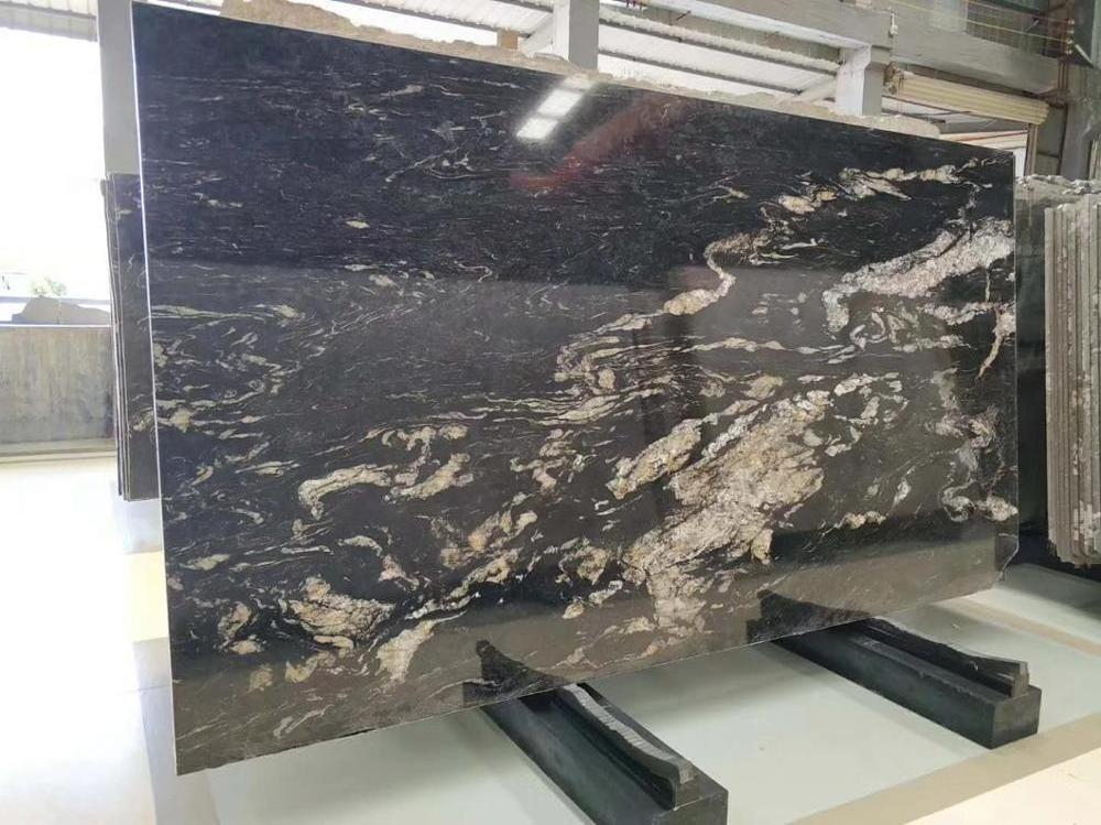 Matrix titanium granite slabs leather finished black granite slabs ...