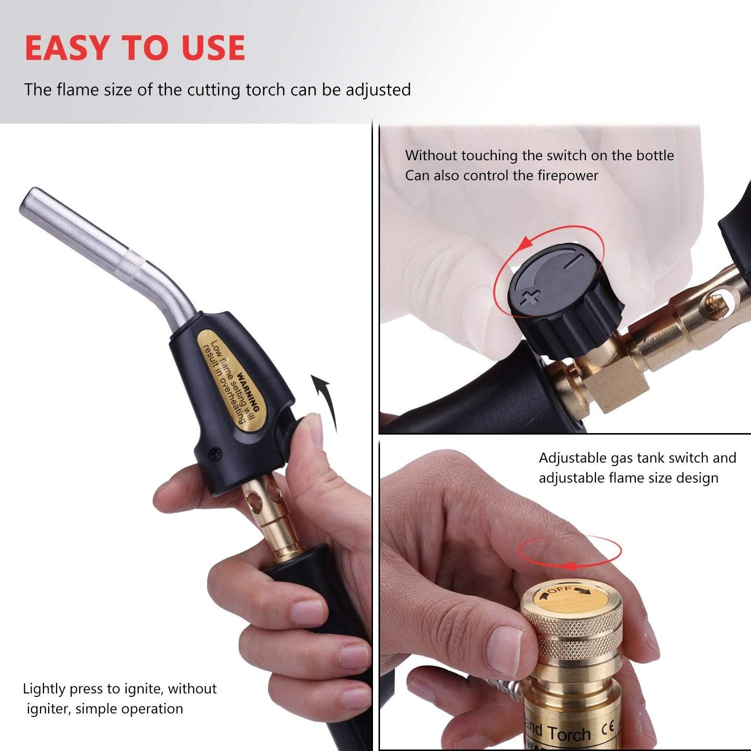 Propane Torch MAPP MAP-PRO Gas Torch Trigger Start & Adjustable Swirl ...