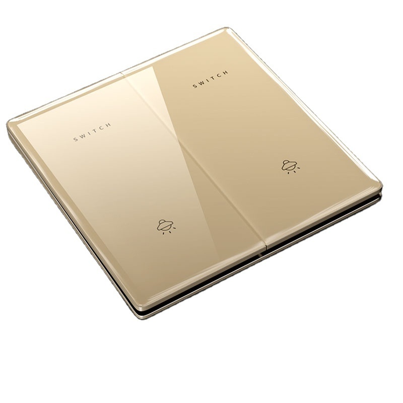 Gold Tempered Glass Panel 1 2 3 4 Gang 2 Way Wall Light Switch and ...