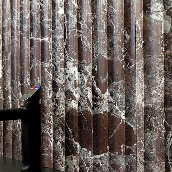 New design beige travertin wands curve Fluted marble tile stone concave ...