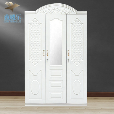 Home Bedroom Furniture steel almirah Metal Imprint cabinet 3 door wardrobe with mirror metal storage cabinet BestSuppliers