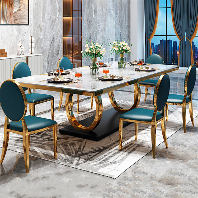 Modern dining room furniture nordic rectangular luxury marble dining table dining table set with chairs for sale BestSuppliers