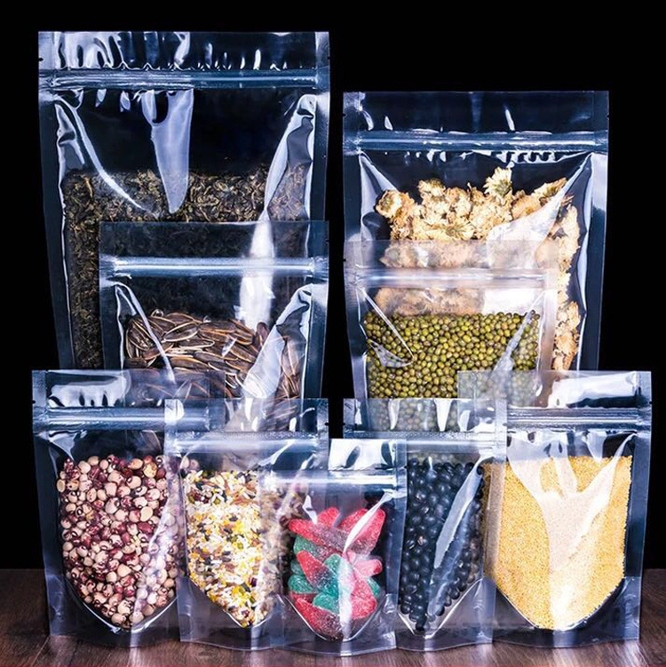 Stand Up Zipper Pouch Transparent Packaging Bag Zip Lock Plastic Clear ...