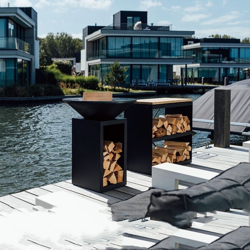 European Outdoor Garden Barbecue Wood Fire Pit Metal Steel BBQ Grill ...