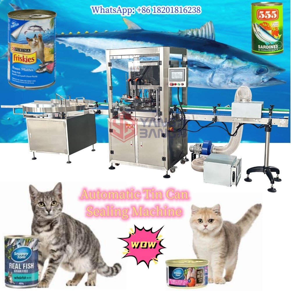 YB-FGJ Automatic Sealer Meat Sardine Tuna Canned Sealing Machine Equipment Fish Canning ...