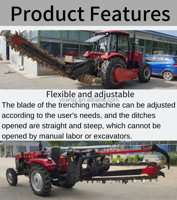 Heavy duty trencher machine tractor mounted trencher double chain pto ...