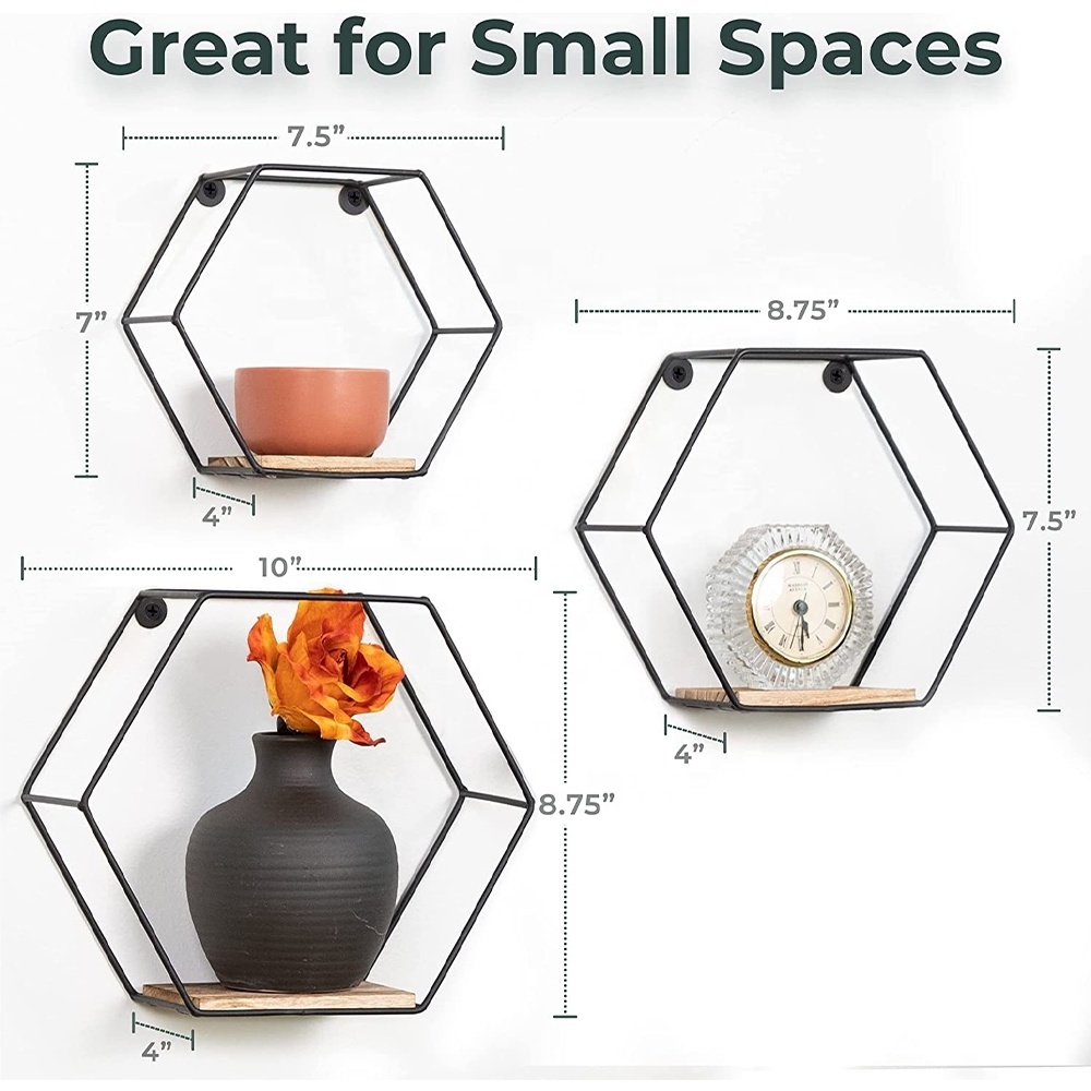 Factory European Vintage Metal Octagon Floating Wooden Wall Mounted ...