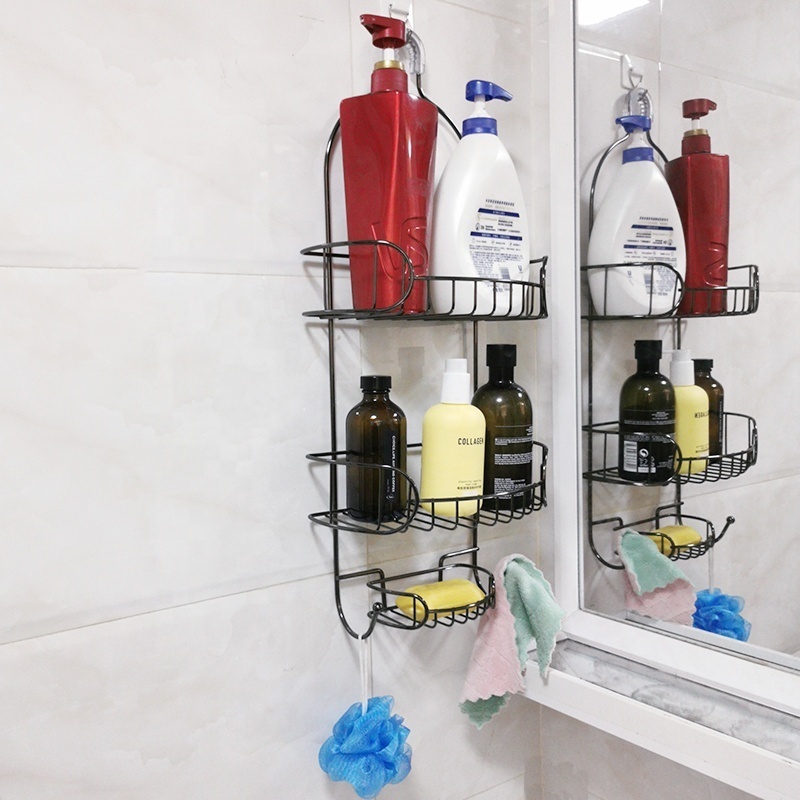 Factory Metal Wire Black modern Storage caddy shower head organizer 3 ...