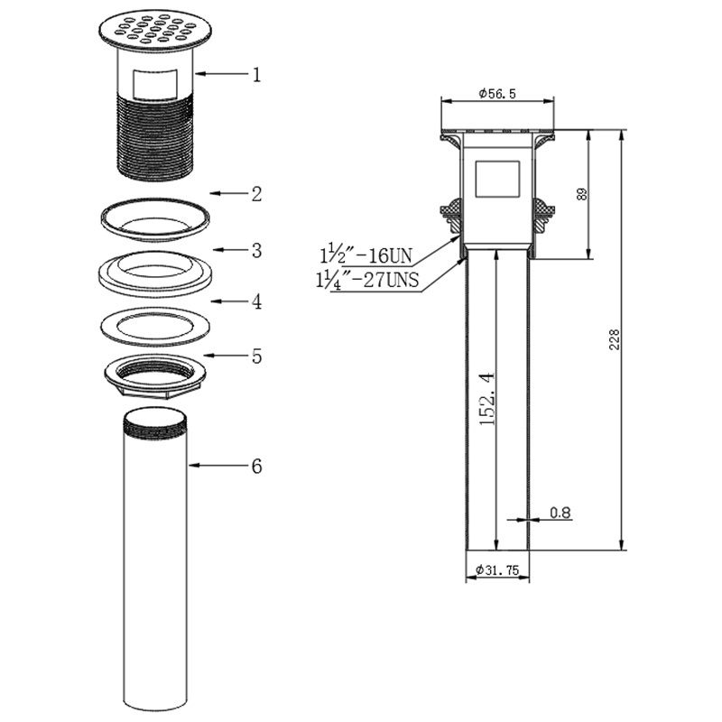 Color Custom Without Overflow Sink Set Waste Filter Stainless Pipe ...