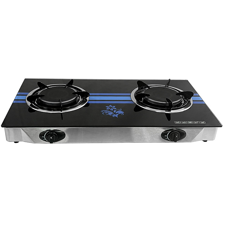 delicate appearance glass top 2 burner stove double jet valve infrared ...