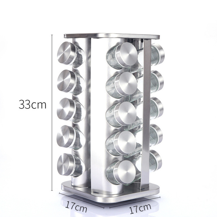 Stainless Steel Revolving Spice Storage Rack Tower Organizer with 20 ...