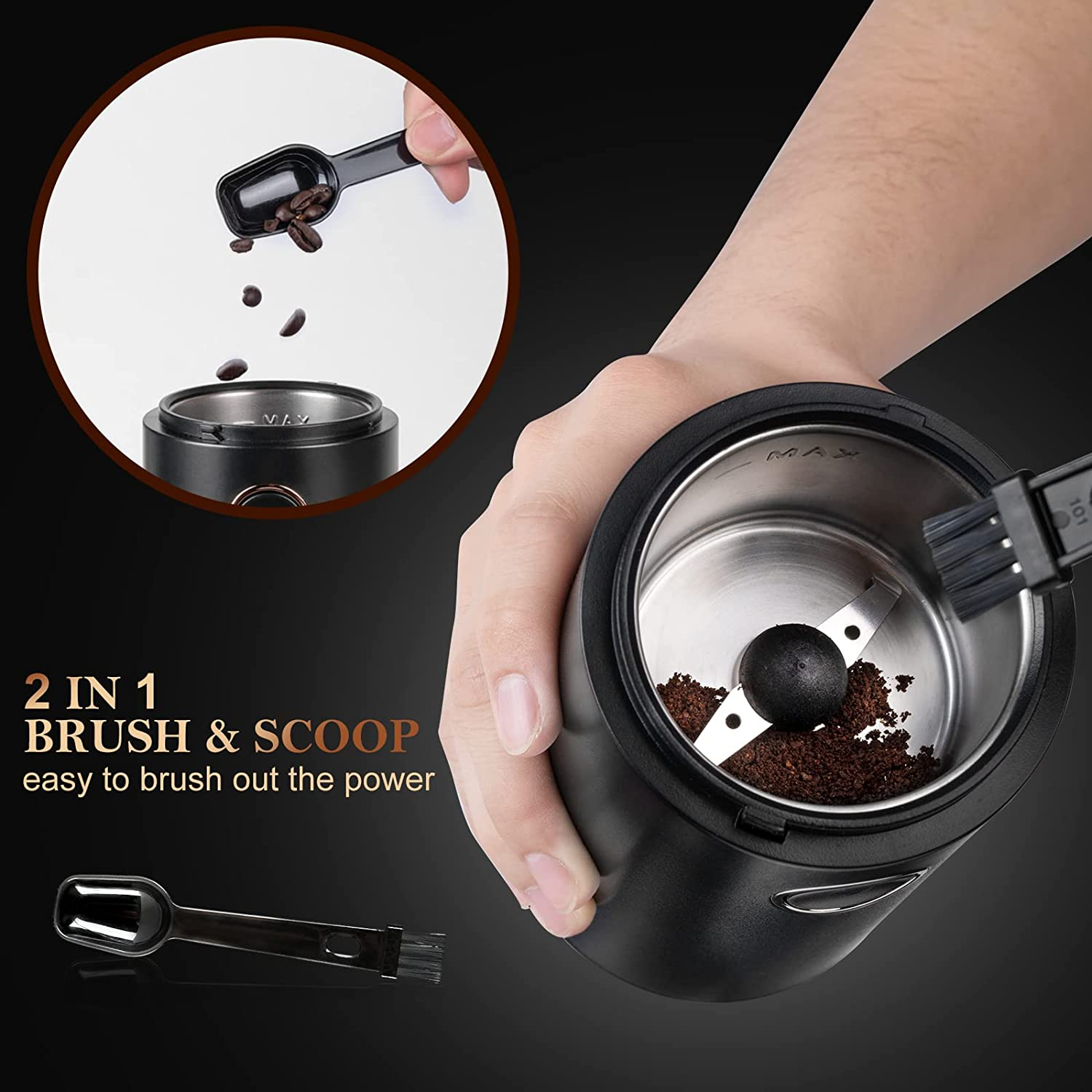 Amazon Herb Continuously USB Coffee bean Grinder with 304 Stainless ...