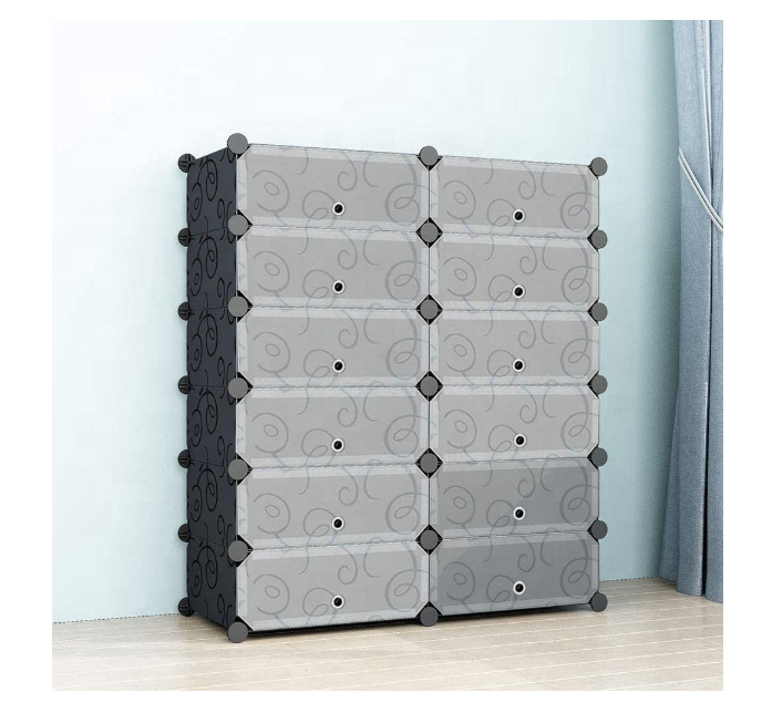 Portable Shoe Rack 12 Cubes Storage Organizer Plastic Shoe Box Storage ...