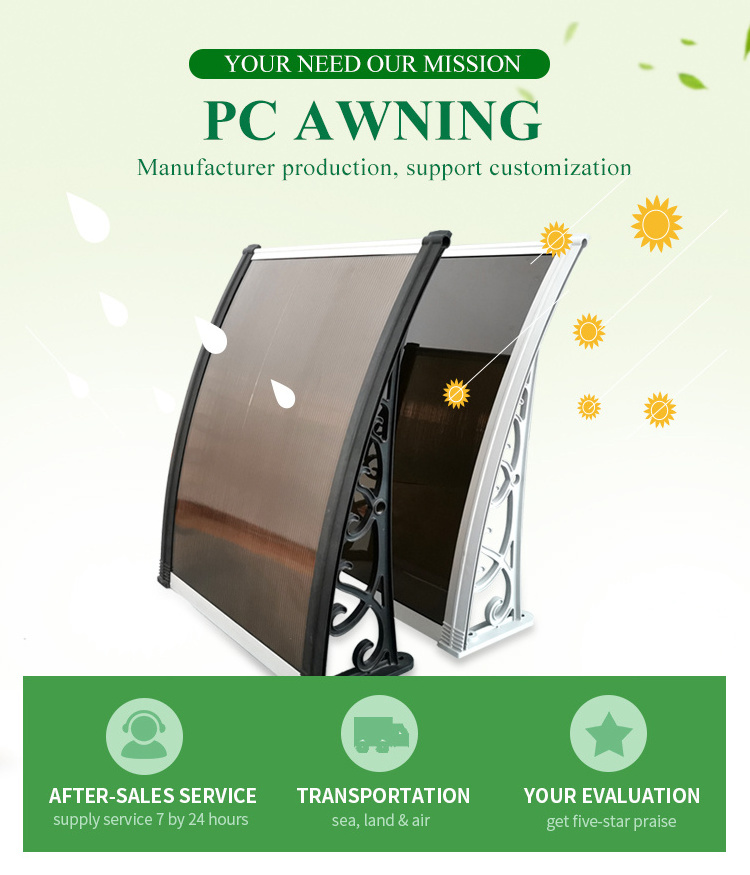 Plastic Roof Canopy, Polycarbonate rain Shed awning Entry Door Canopy ...