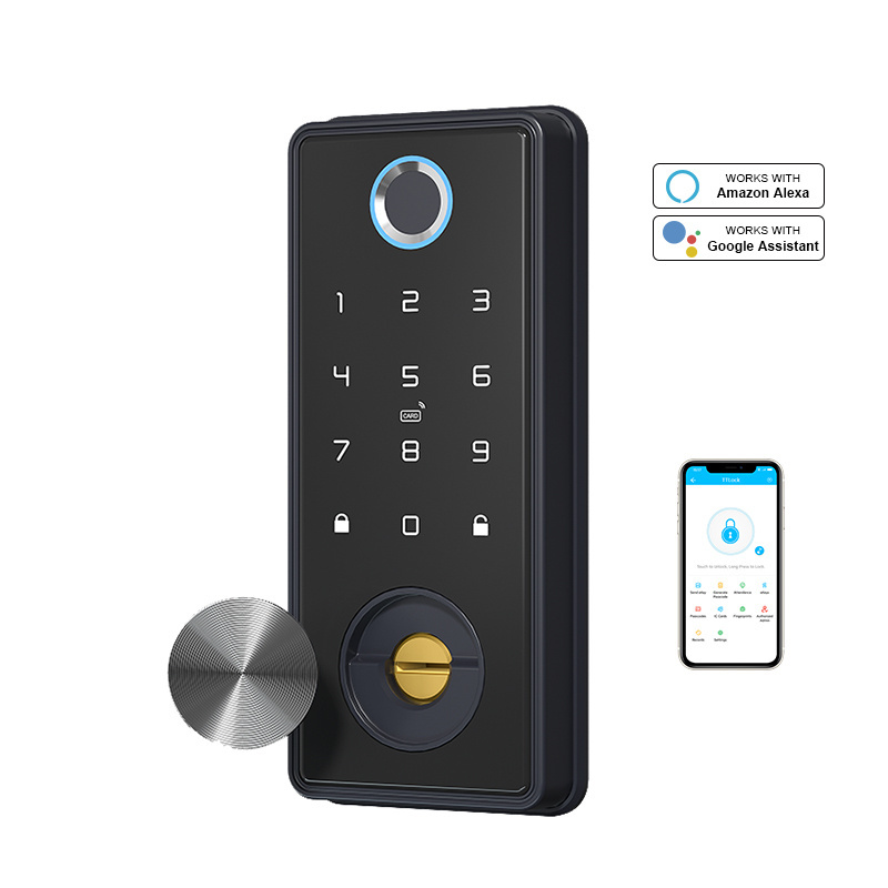 Smart Home Electronic Keyless Digital Fingerprint Deadbolt Smart Door Lock with WiFi BLE TTlock ...