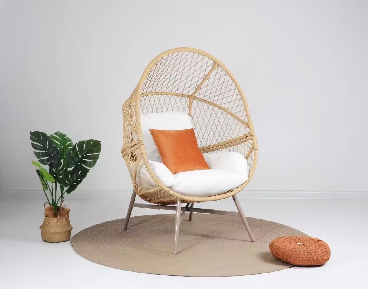 Hot sale High Quality Luxury Floor Standing Egg Rattan Chair Outdoor Garden Single Seats Egg Shaped Sofa Chairs BestSuppliers