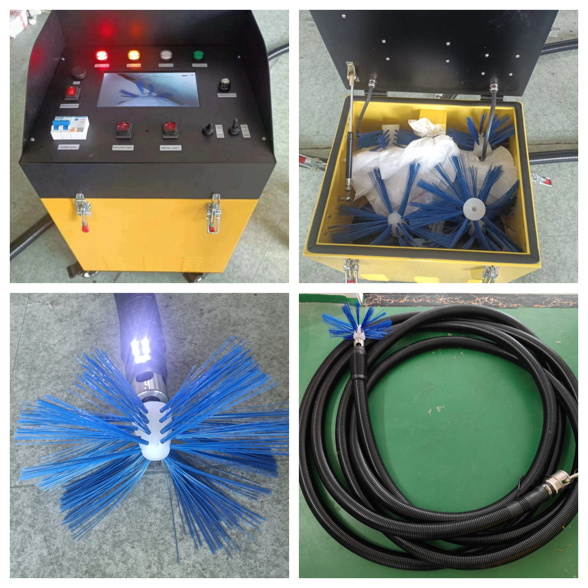 Air conditioning AC duct brushing vacuum camera pipe ventilation duct ...