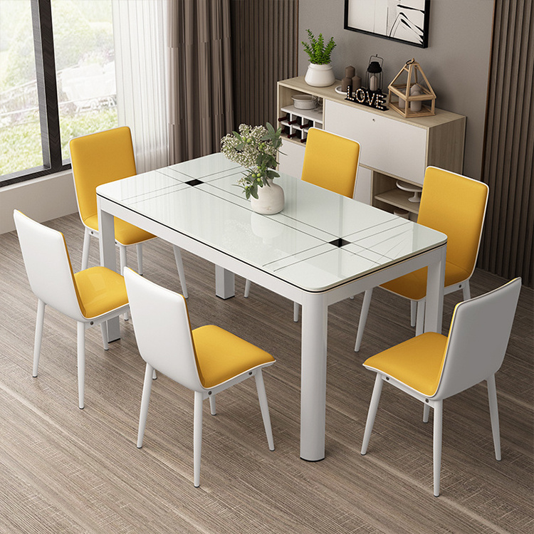 Cheap Classic 4 Seater Modern Fiber Glass Top Dining Table Set dining ...