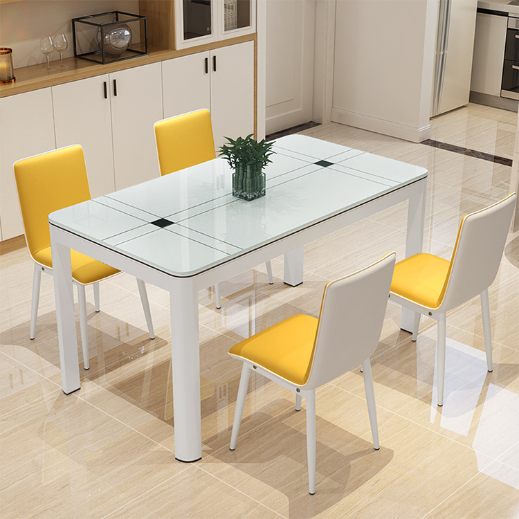 Cheap Classic 4 Seater Modern Fiber Glass Top Dining Table Set dining ...