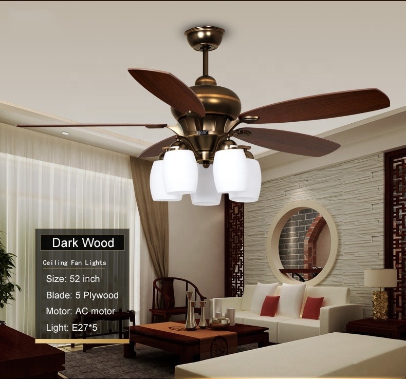 Plywood 5 blade remote control retro ceiling fan promotion bed fan 5 ...