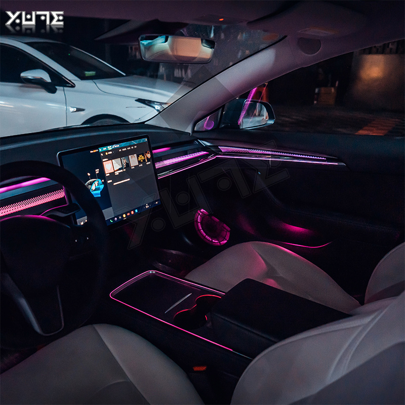 For 2021-2022 Tesla Model 3 Y 28 Colors Ambient Light Rainbow Ambient ...