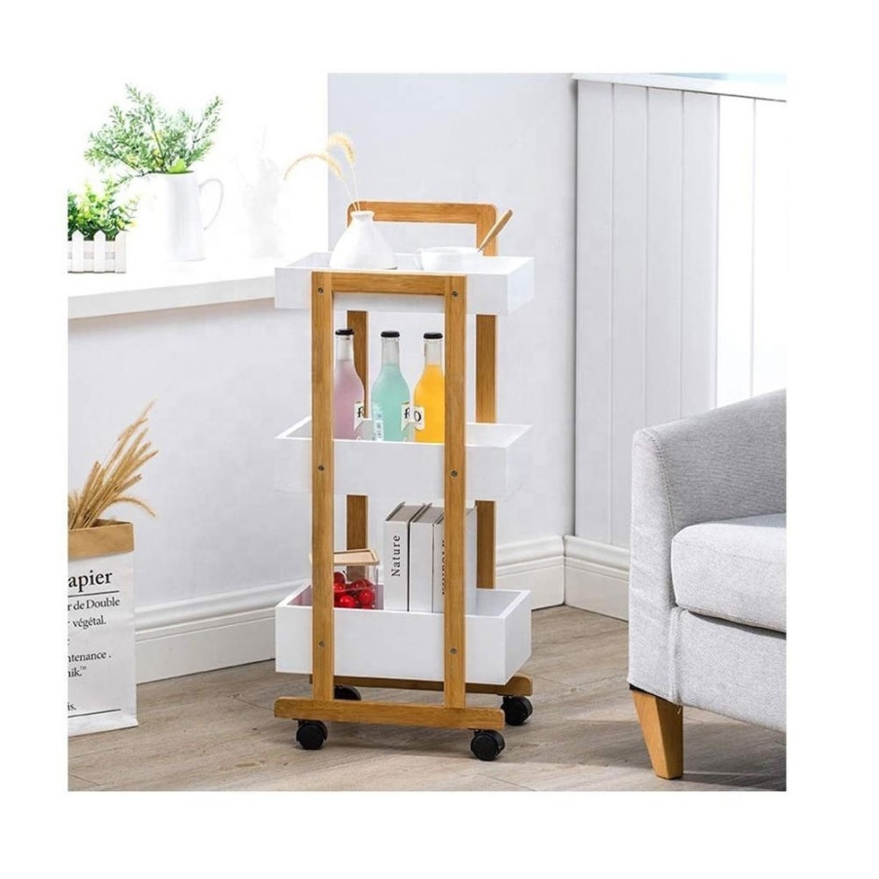 Support Custom Natural Bamboo Bathroom Rack 3 Tier Hanging Basket ...