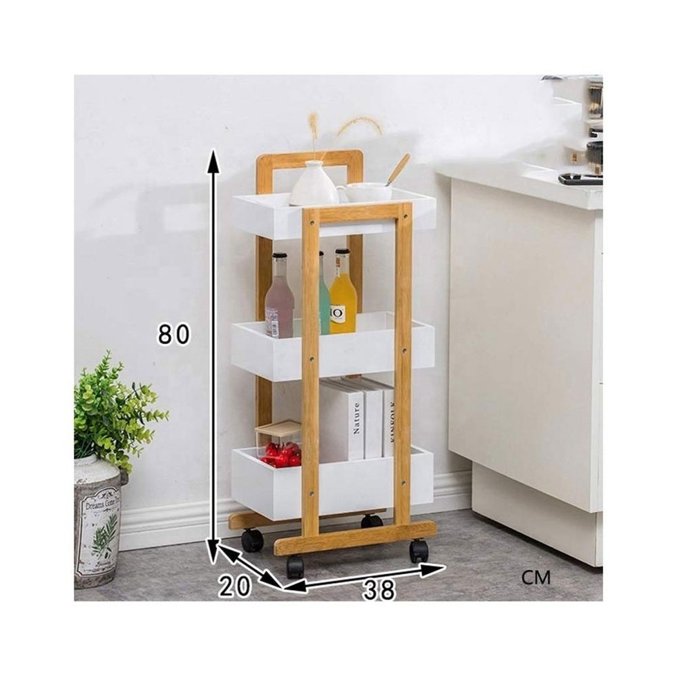 Support Custom Natural Bamboo Bathroom Rack 3 Tier Hanging Basket ...