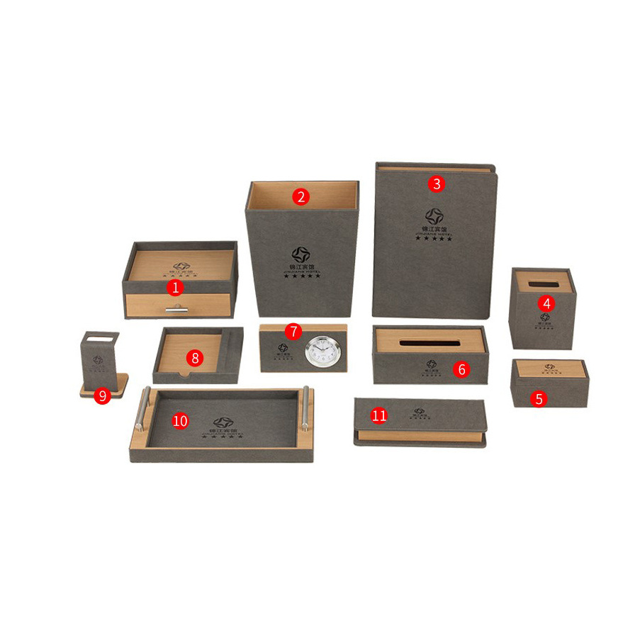 Luxury Hotel Supplies Hotel PU Leather Alarm Clock Guest Room Storage ...