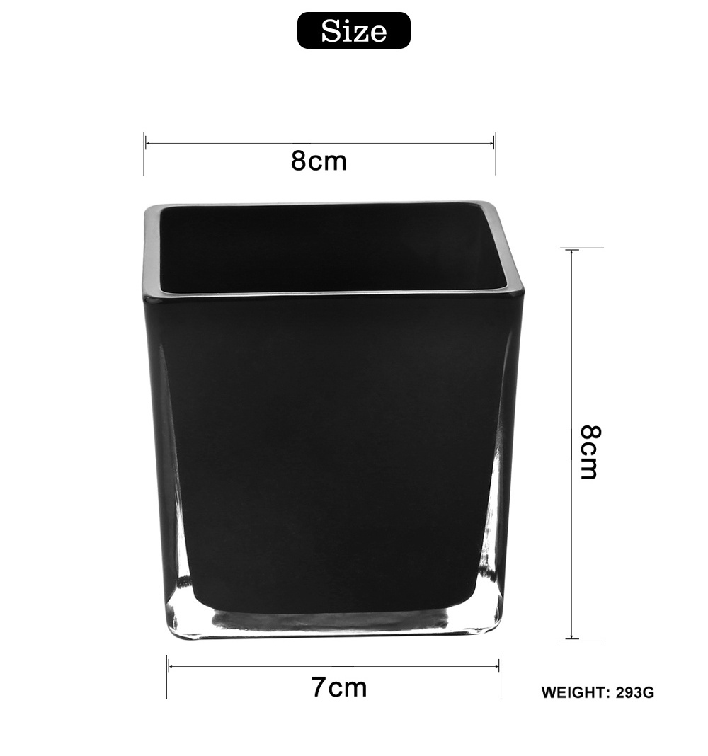 Simple black square candle holder glass vase for wedding banquet garden ...