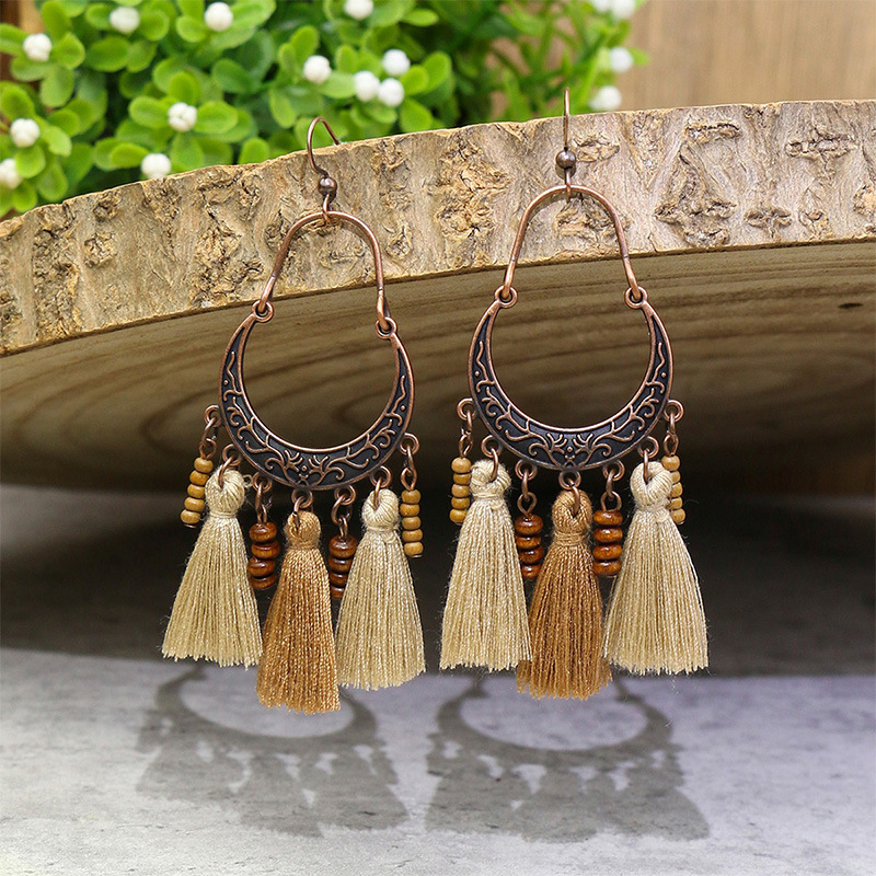 Fast Delivery Time Vintage Wooden Earrings For Women Anti Color Plated Fashionable Earrings Cheap Price Wholesale Boho Jewelry
