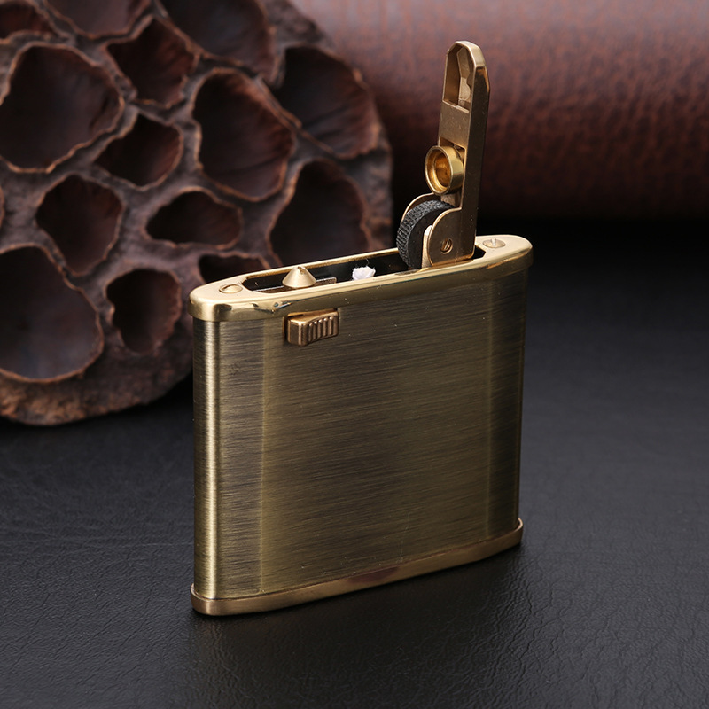 ZORRO Brass windproof Kerosene Gentleman lighter automatic open lid ...