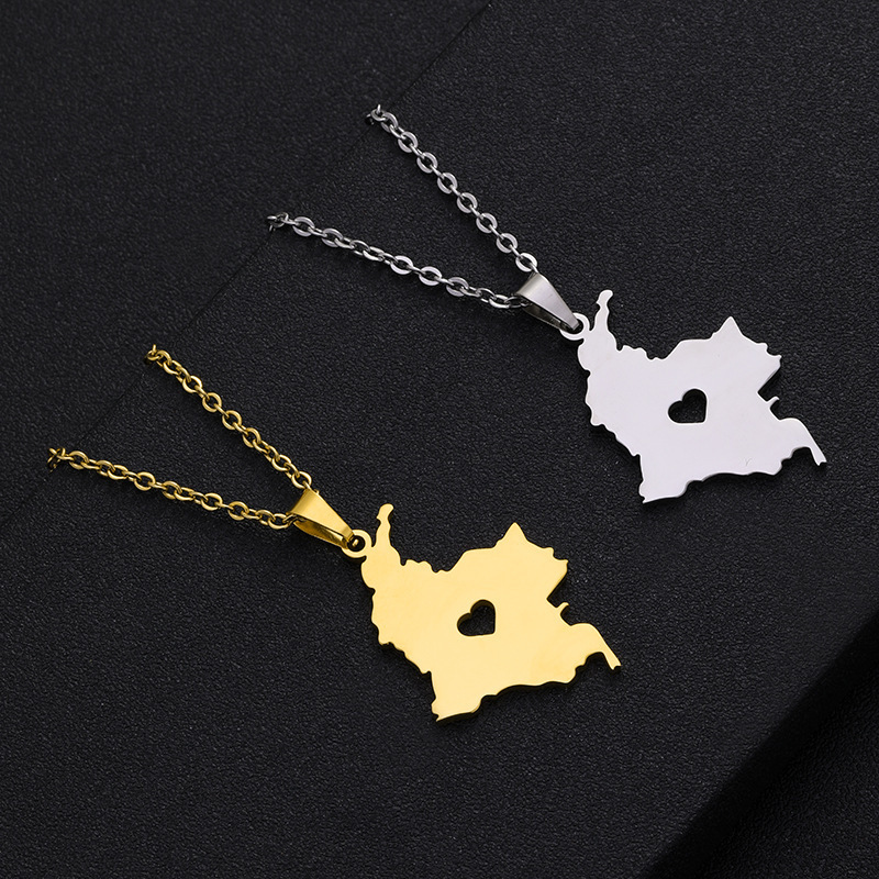 Colombia Map Pendant Necklace for Women Gold Color Jewelry Map of ...
