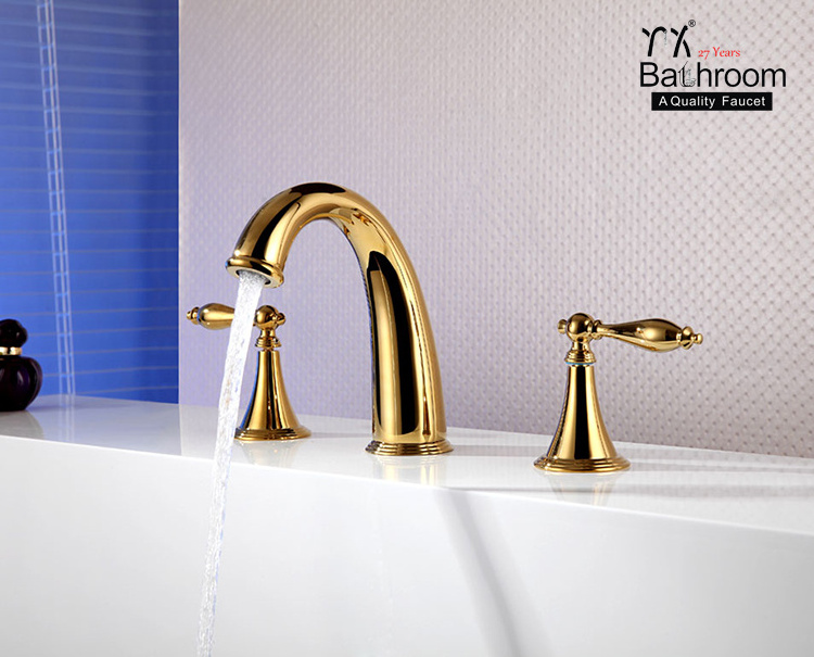 YX Bathroom deck mounted gold 5 holes bathroom bathtub faucet ...