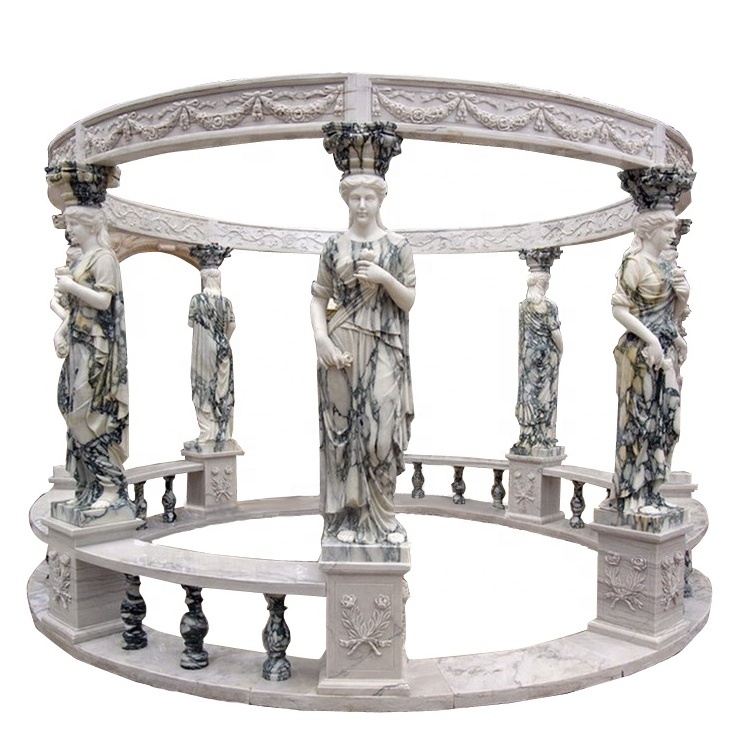 Mixed color figure statues pavilion gazebo hand carved outdoor life ...