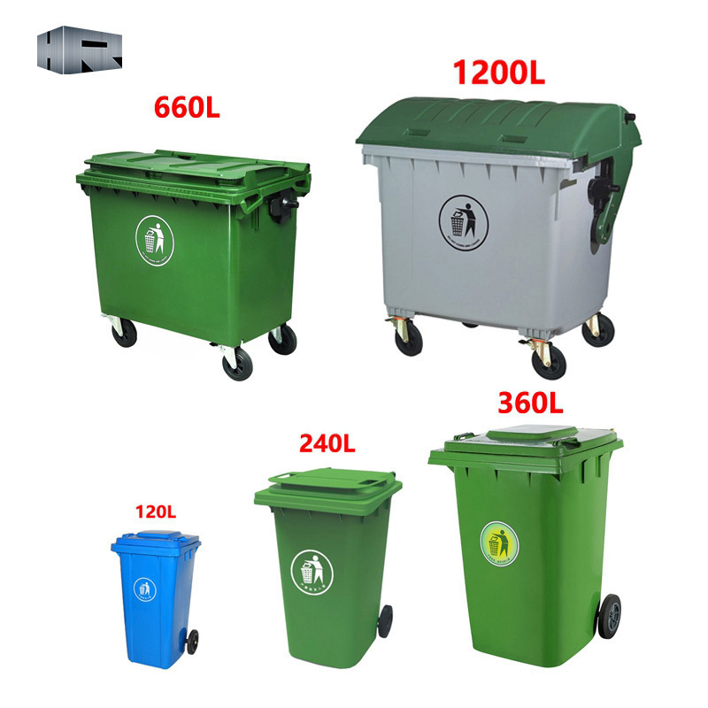 4 wheels plastic outdoor garbage bin waste wheelie bin dumpsters ...