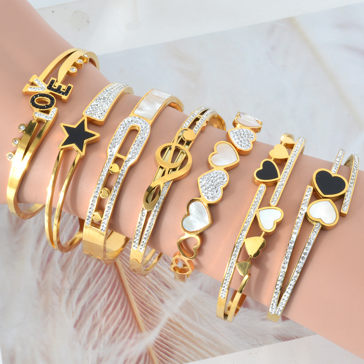 Fashion jewelry bijoux zircon 18k gold plated wholesale stainless steel bracelets jewelry BestSuppliers