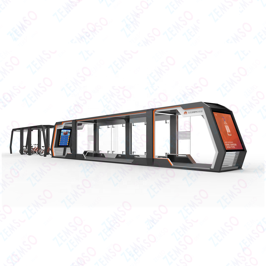 Outdoor street furniture solar powered smart bus stop shelter with lcd ...