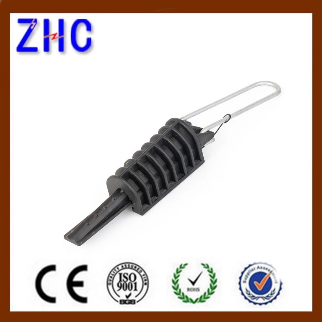 UV Black PA66 Plastic Wedge Type Anchoring Tension Clamp For 2 Core ...