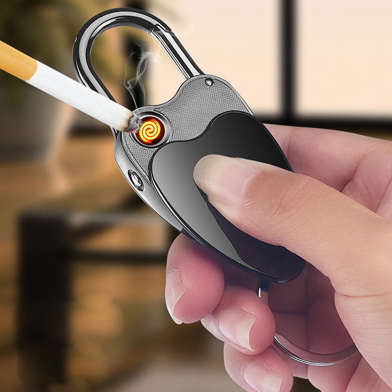 heart shape electric lighter usb rechargeable metal keychain lighter ...