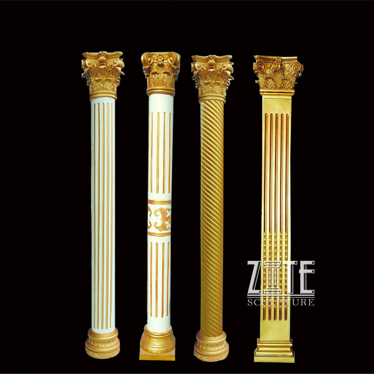 Natural Marble Hand Carved yellow gate stone round column ...