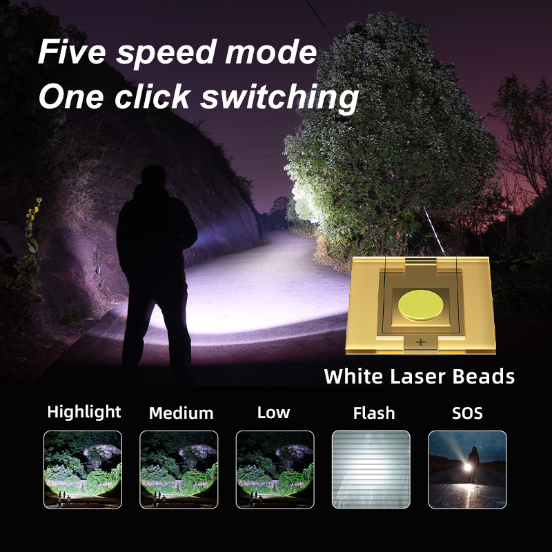 High beam tactical torch flashlight rechargeable 32850 multifunction ...