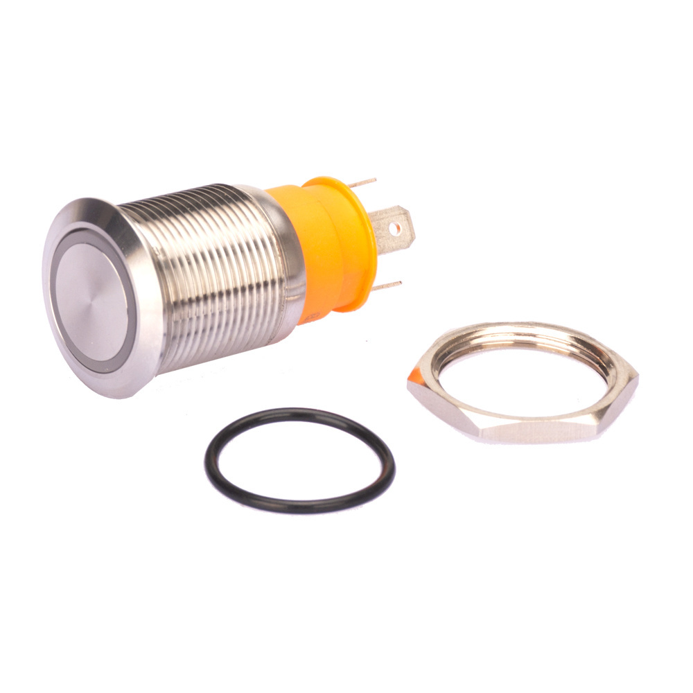 19mm Power Red Led Light Waterproof Reset High Current marine stainless ...