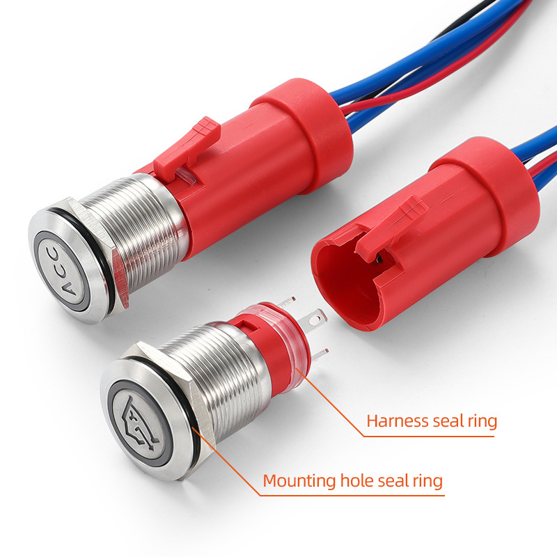 19mm 10A 15A 20A High current illuminated waterproof stainless steel ...