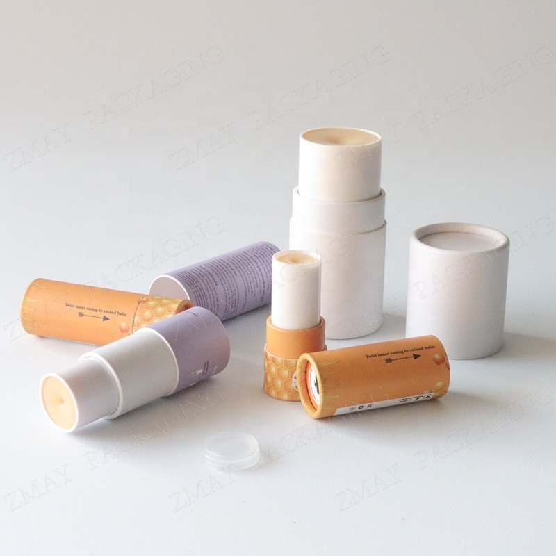 eco friendly custom printed twist up paper tube lip balm cardboard ...