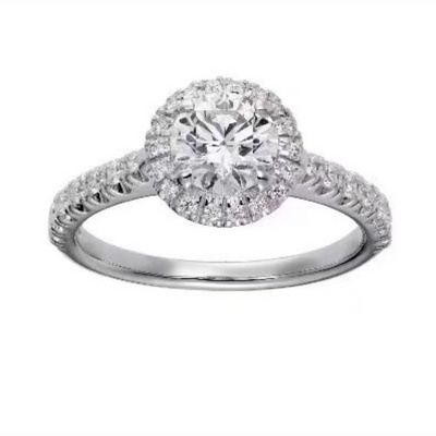 wholesale fashion white gold wedding sterling silver round ring designs diamond women jewelry halo 8925 engagement rings BestSuppliers