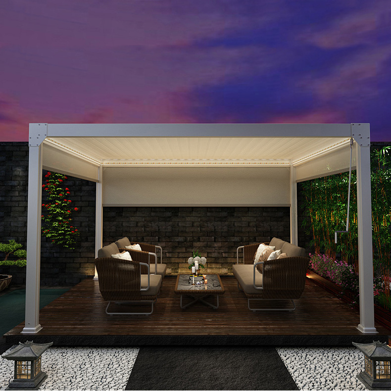 Terrace Roof Garden Arches Gazebo Outdoor Motorized Louvered Aluminium ...