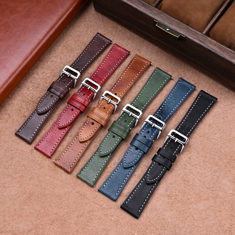 Premium Handmade Genuine Vintage Full Grain Leather Watch Strap With ...